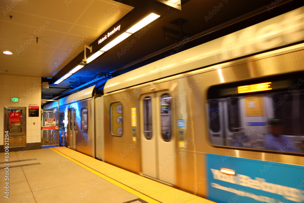 Los Angeles, California: Historic Broadway Metro Rail A Line and E Line ...