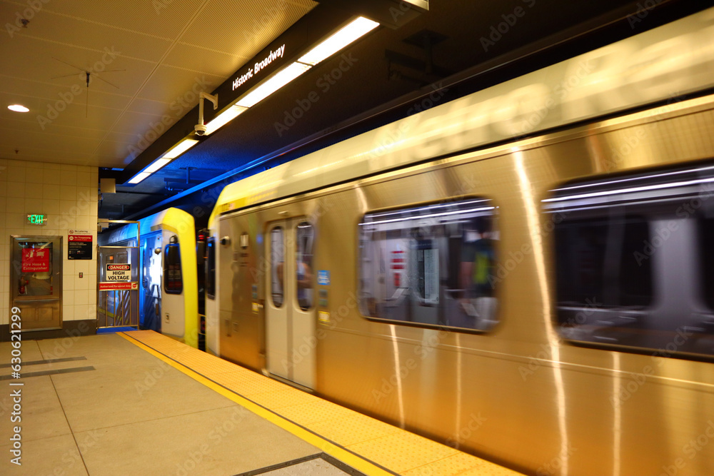 Los Angeles, California: Historic Broadway Metro Rail A Line and E Line ...