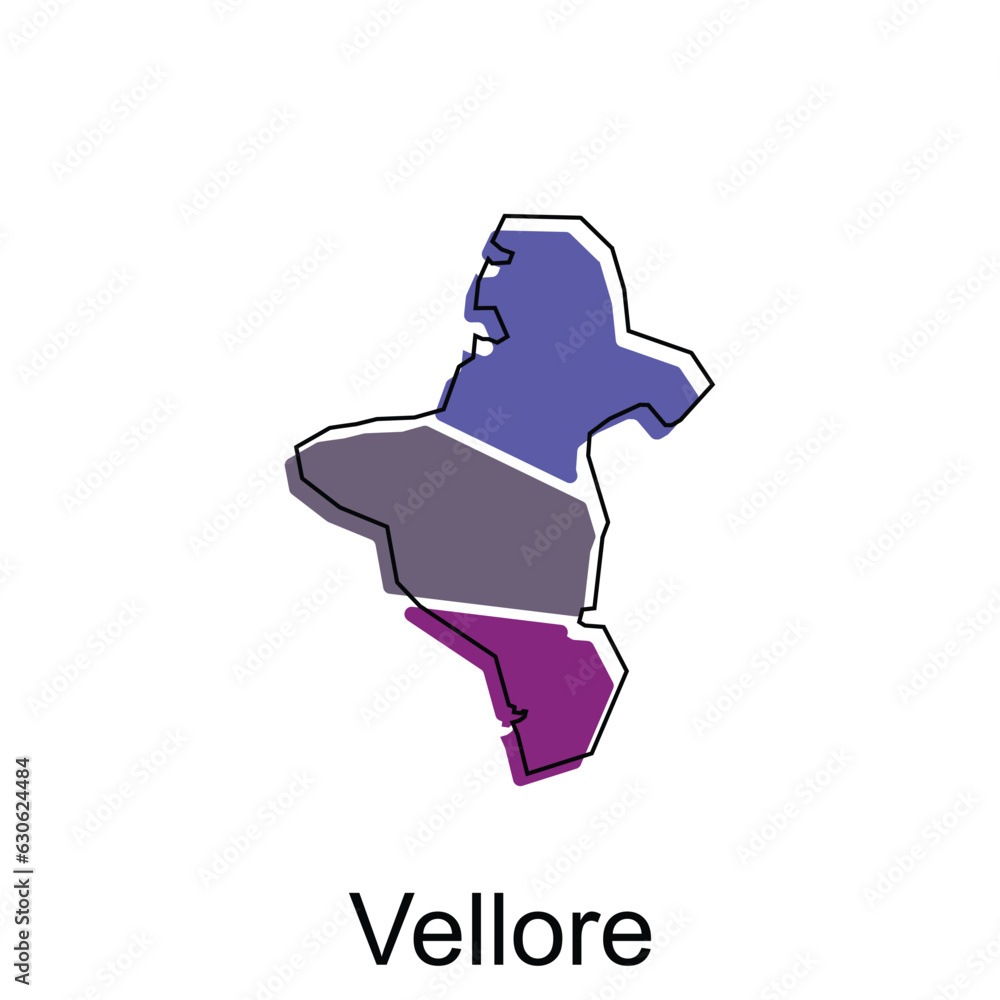 Vellore map. vector map of the India Country. Borders of for your ...