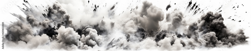 An Explosion of Smoke and Debris, Exploding from Demolition, White ...