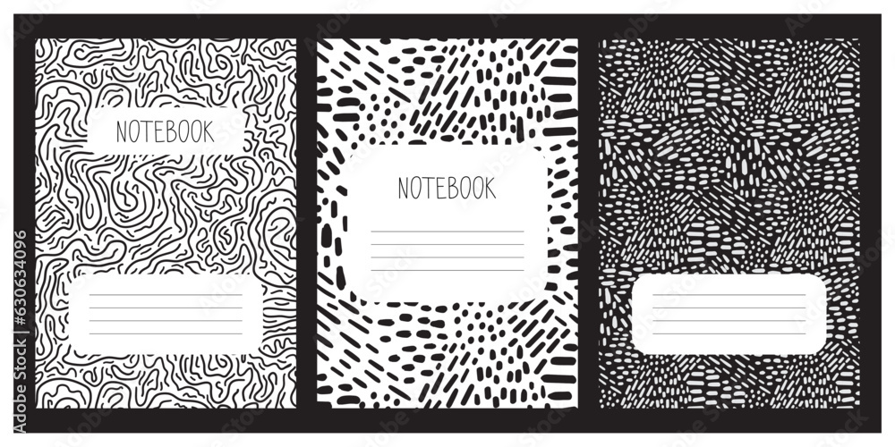 Black and white cover page templates for print products, stationery ...