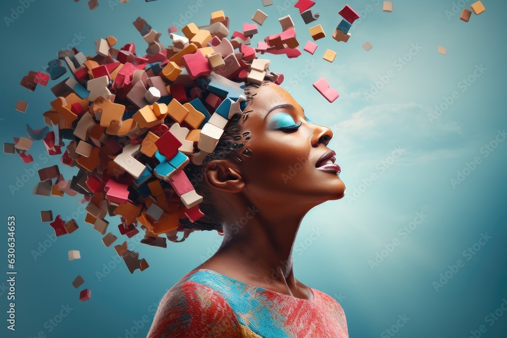 Black woman patient with alzheimers disease, exploding head, memory ...