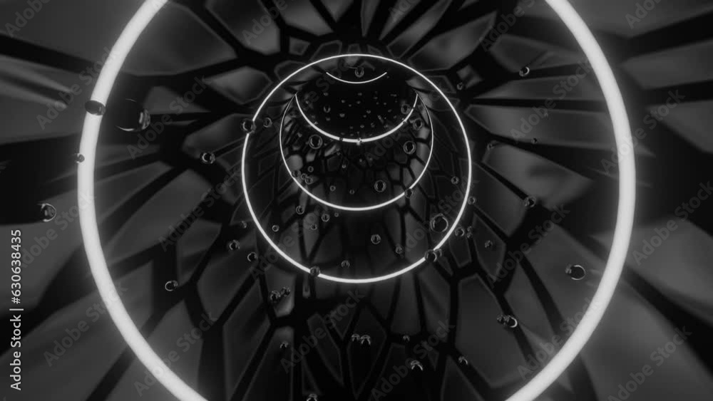 4K Futuristic Neon black and white retro Tunnel Loopable Animation ...