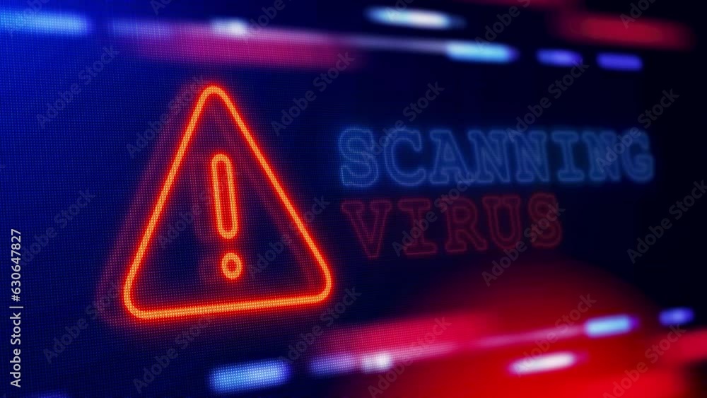 Vidéo Stock Scanning Virus Warning Alert Screen loop Blinking glitch error Animation. Ransomware ...