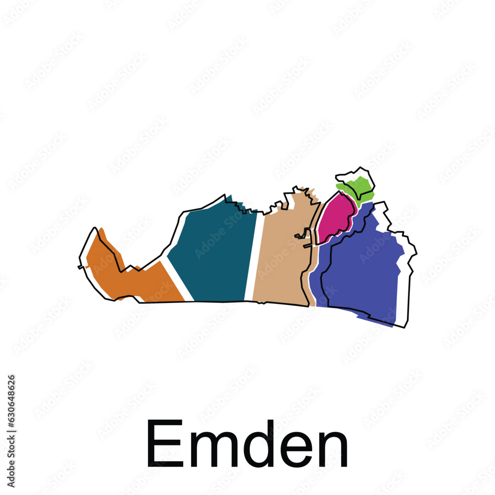 Emden City of German map vector illustration, vector template with ...
