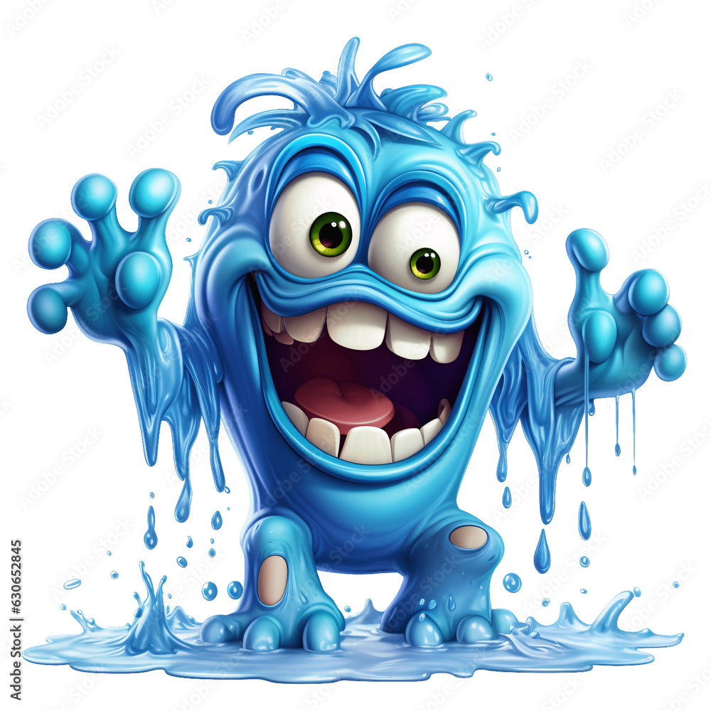 Funny blue gooey monster isolated on transparent background Stock ...