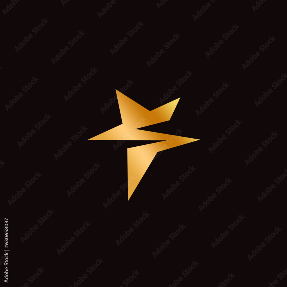 Letter S Star Logo Design. Star Gold Logo Stock Vector | Adobe Stock