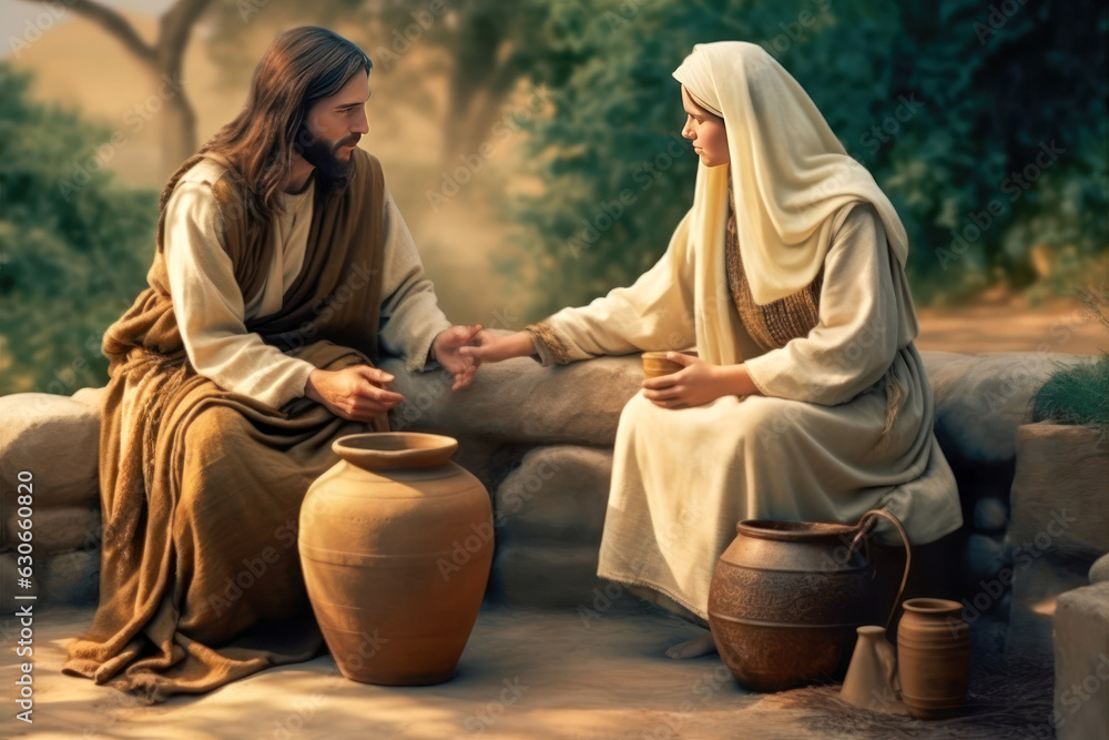Jesus speaking to the Samaritan woman giving hope for eternal life ...