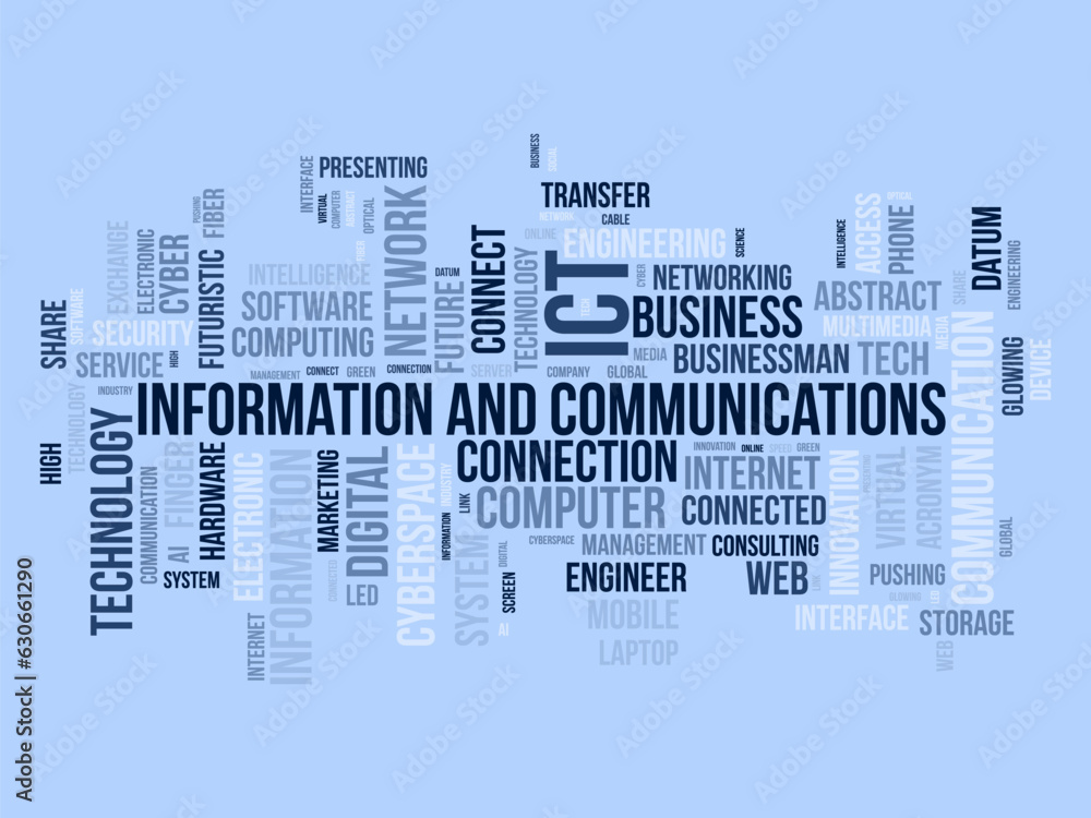 Word cloud background concept for Information and Communications ...