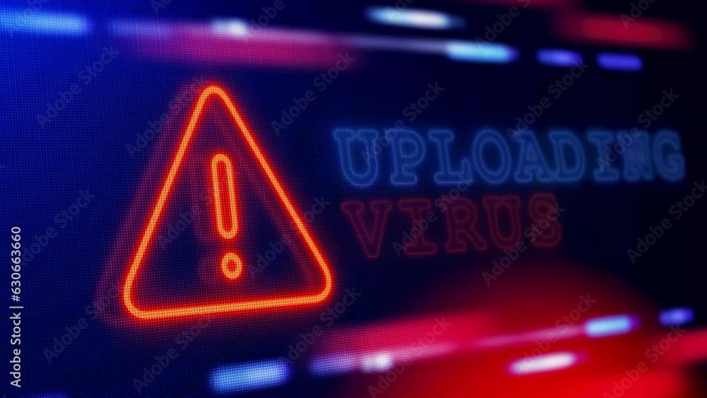 Uploading Virus Warning Alert Screen loop Blinking glitch error Animation. Ransomware bad rabbit ...