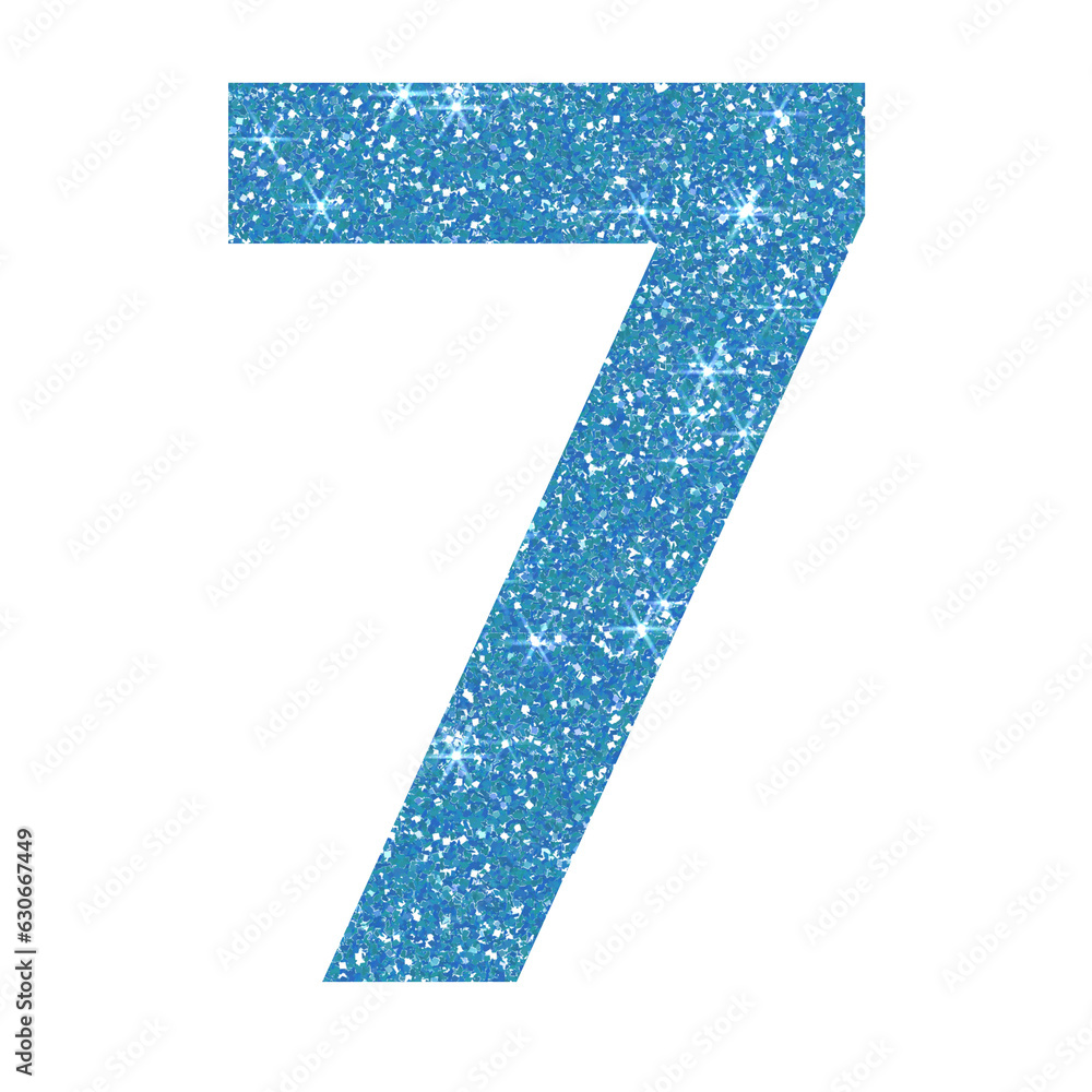 Blue glitter number seven in transparent background.Number 7 icon ...