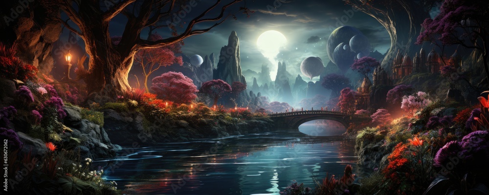 Panoramic Painting Illustration of Various Fantasy Lands - Exploring ...