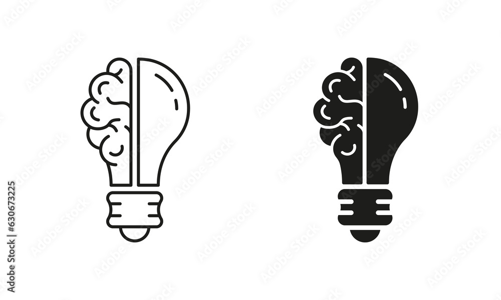 Light Bulb Inspiration, Knowledge, Smart Solution Line and Silhouette ... Light Bulb Inspiration, Knowledge, Smart Solution Line and Silhouette ...
