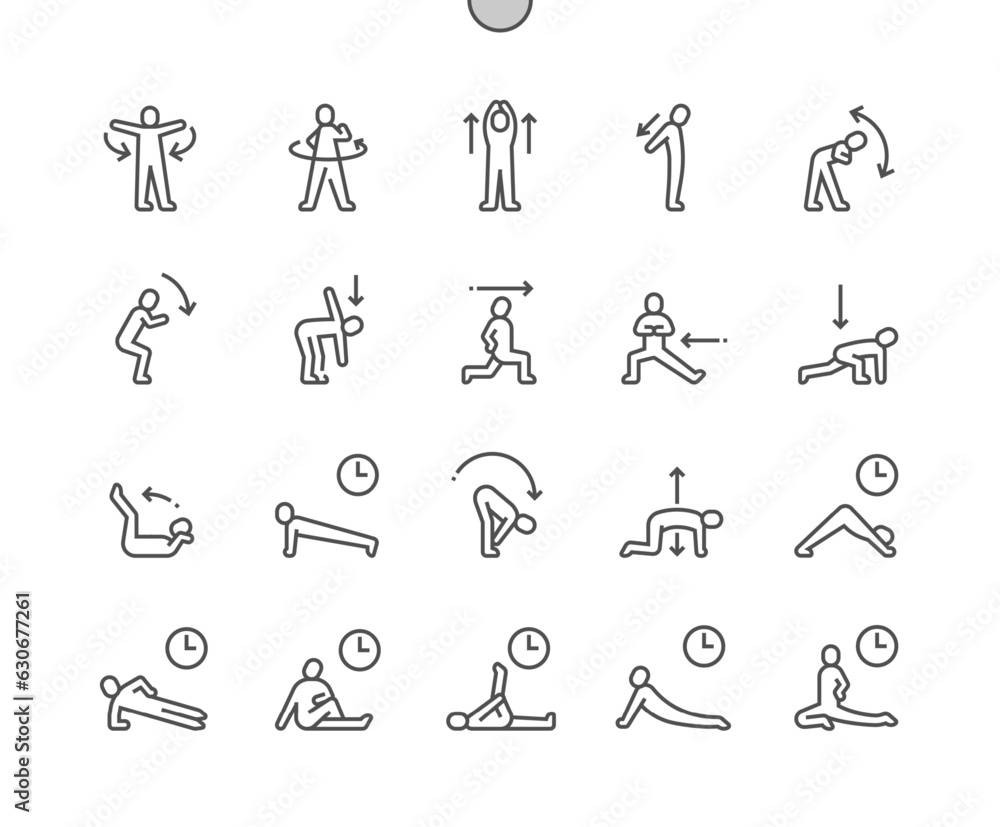 Warmup and stretching exercise. Chest stretch. Low lunge twist. Side ...