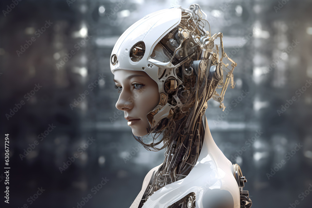 Futuristic Portrait: Hybrid Human-Robot Girl in a World of Tomorrow ...
