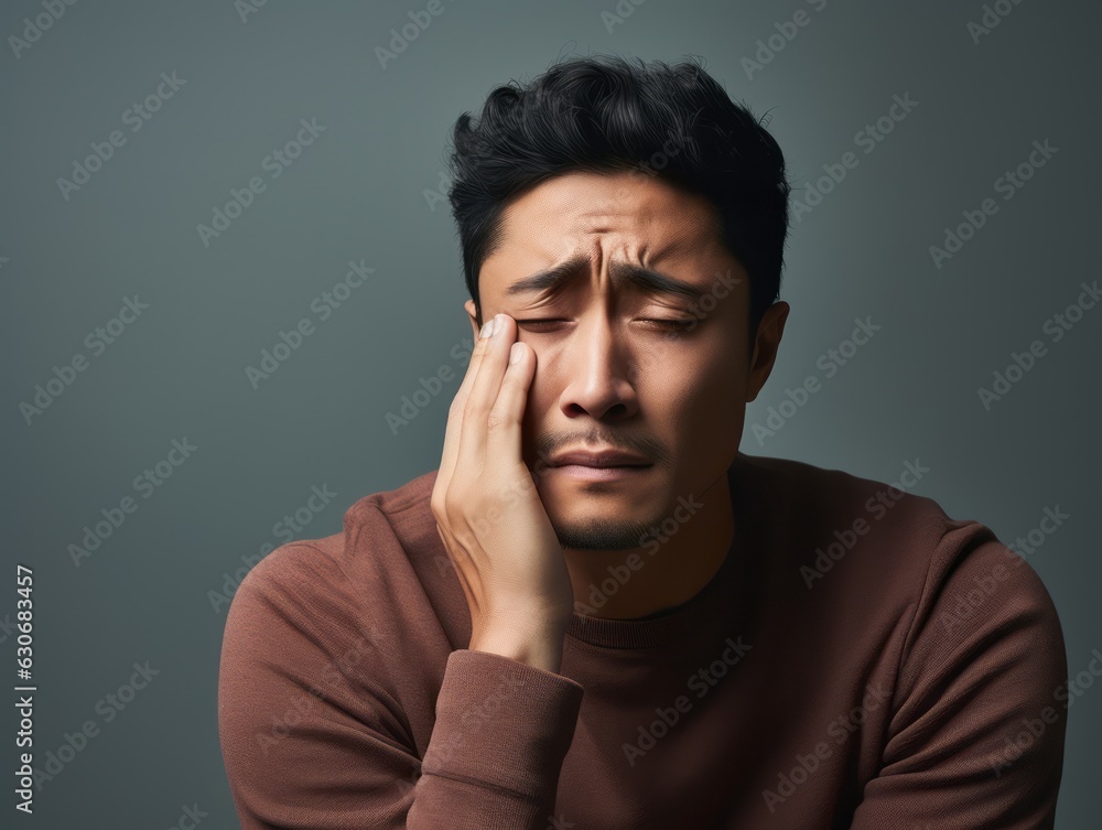 30 years old asian man in emotional dynamic pose foto de Stock | Adobe ...