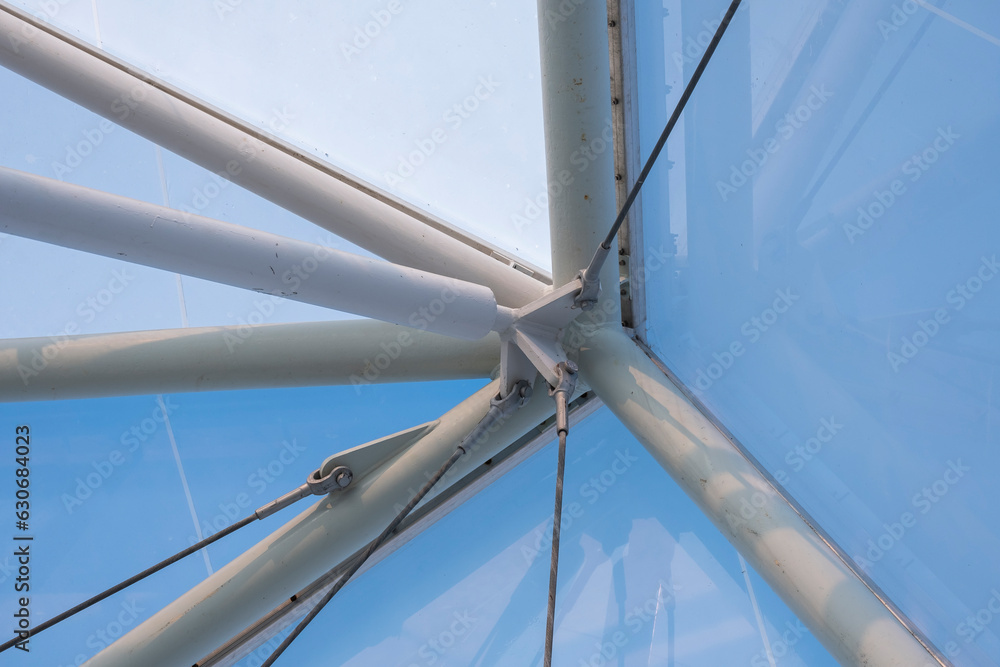 metal anchors of the interior structure of a modern building. Steel ...