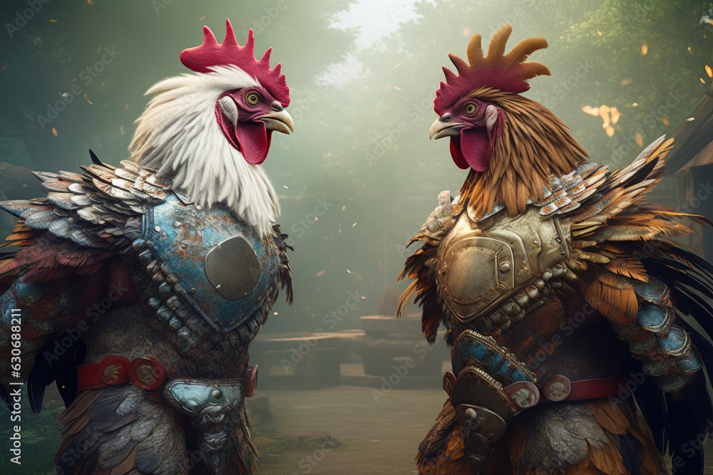 Epic Chicken Battle Royale Stock Photo | Adobe Stock