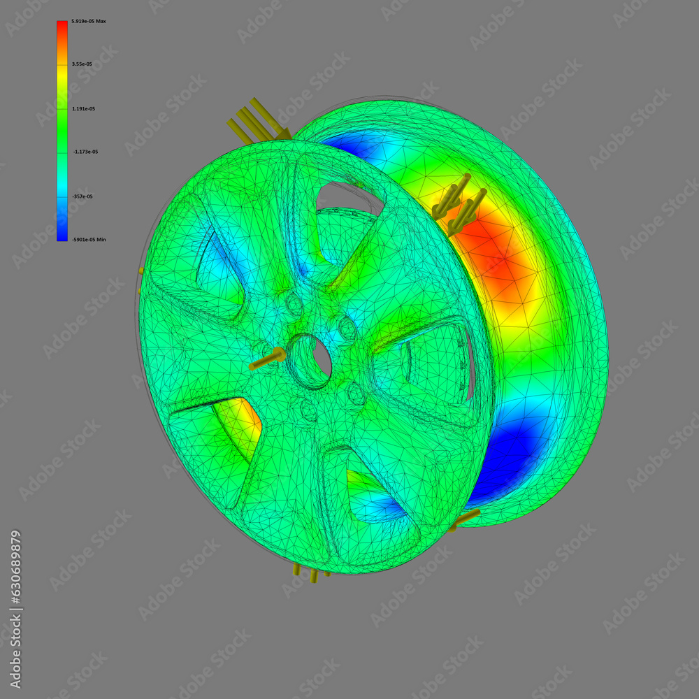 Fem Analysis Finite Element Method Analysis Of Rim Wheel Stress Test Stock Illustration