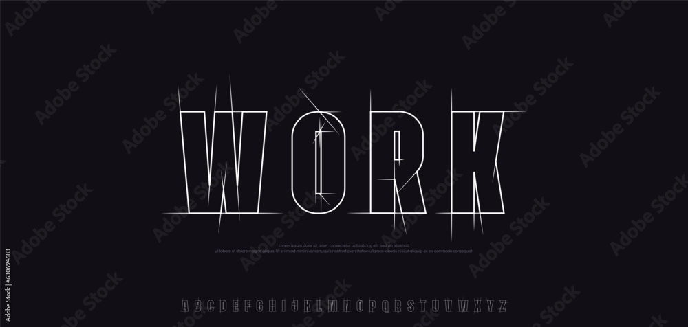 Work, architect alphabet, blueprint geometric letters, construction ...