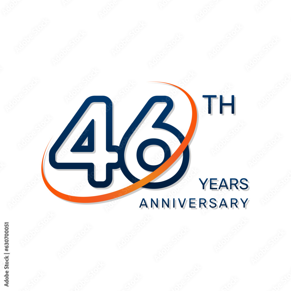 Vetor de 46th anniversary logo in a simple and modern style in blue and ...