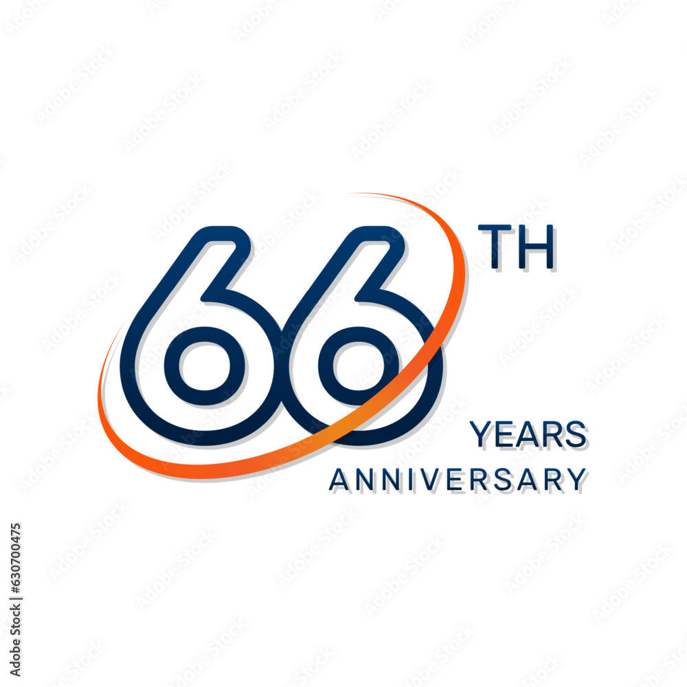 66th anniversary logo in a simple and modern style in blue and orange ...
