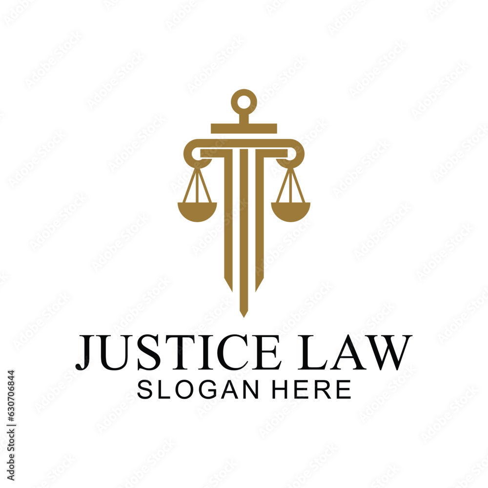 law logo with pillars of justice symbol concept, creative premium of ...