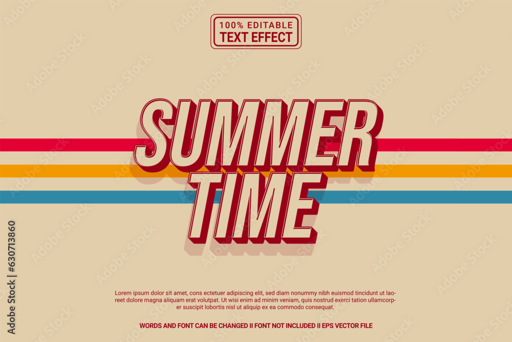 Editable text effect Summer Time cartoon template stlye modren premium ...