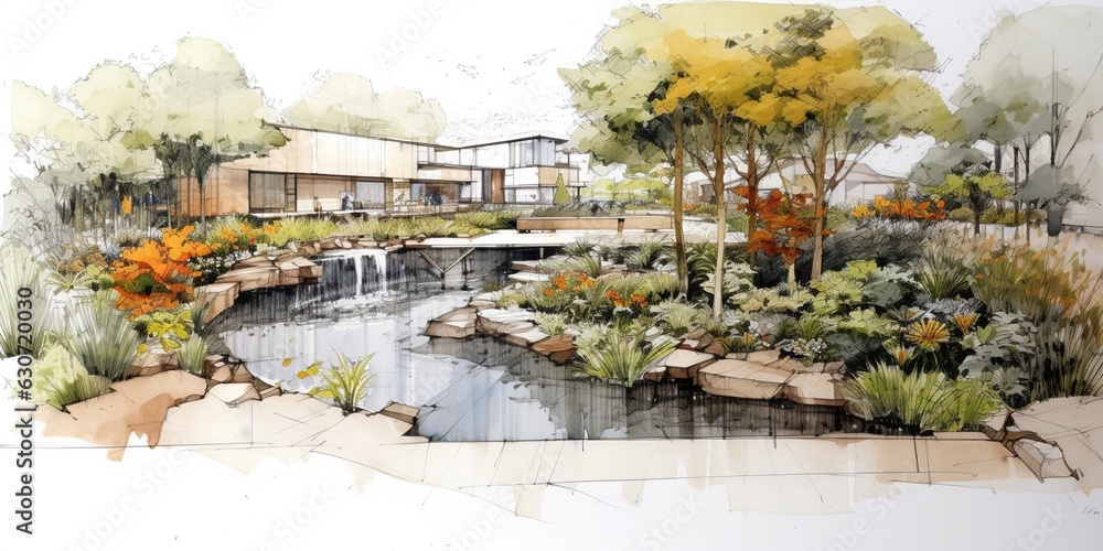 Landscape design scheme sketch a skillful blueprint embodying ideas and ...