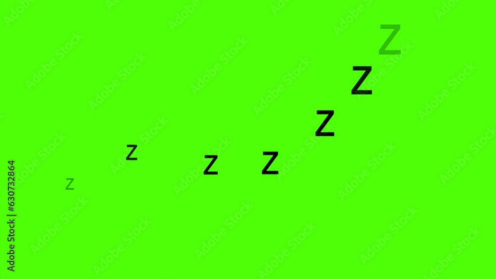 Zzz sleep Animation of alphabet Z in green screen background or alpha ...