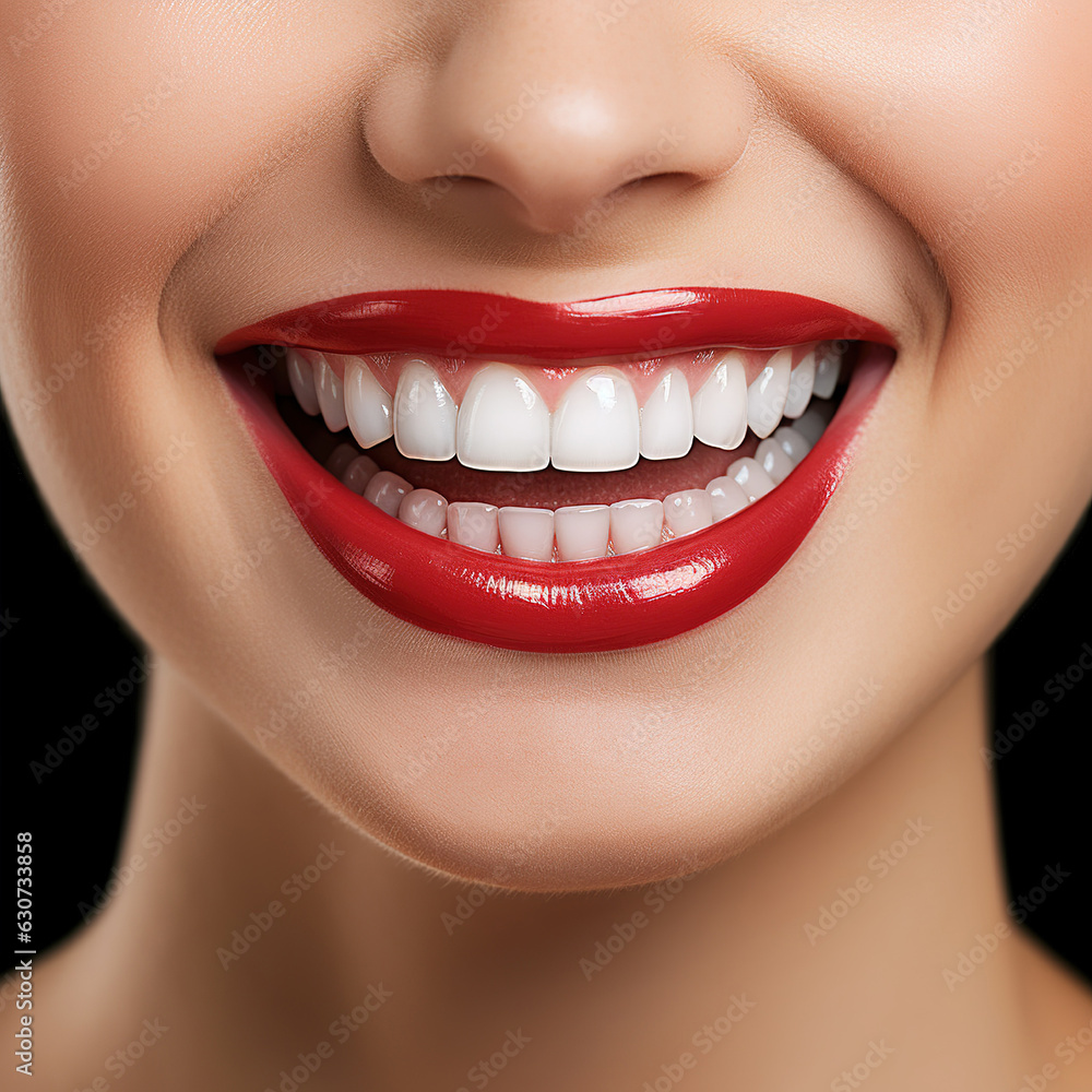 Smiling Model with perfect White Teeth. Smile of a happy cheerful girl ...