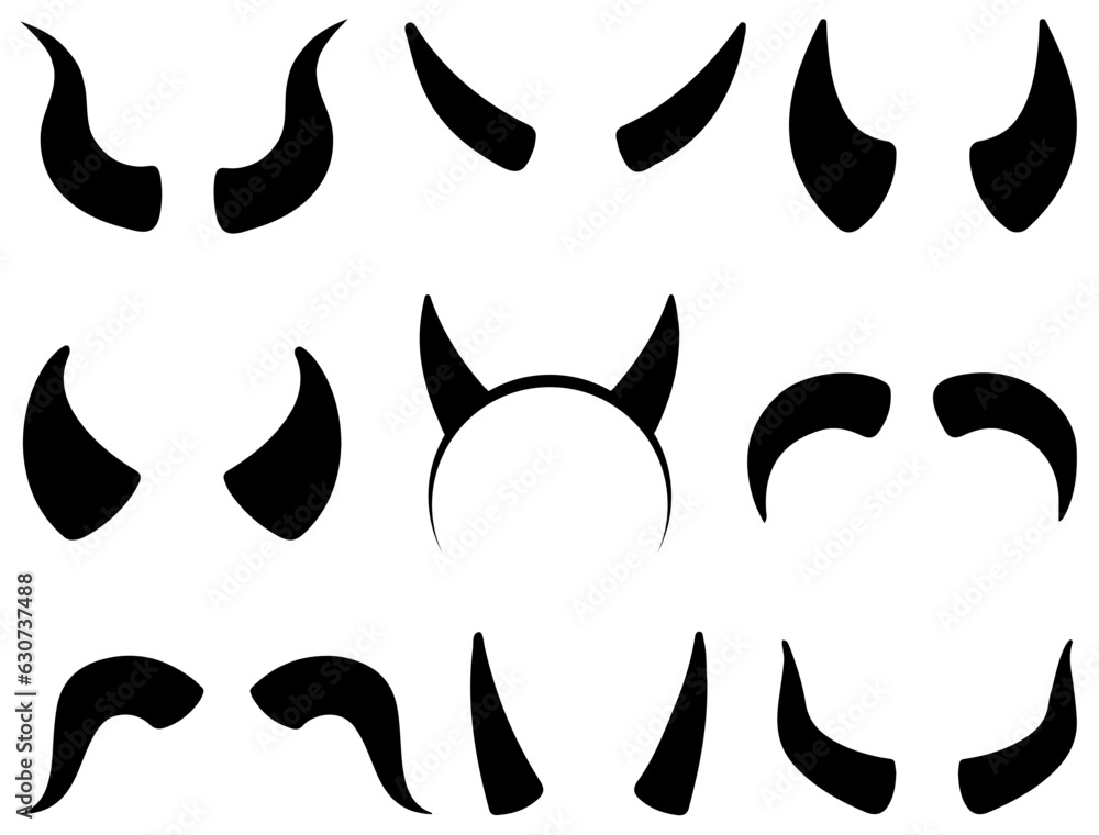 Set of devil horns silhouette vector art Stock Vector | Adobe Stock