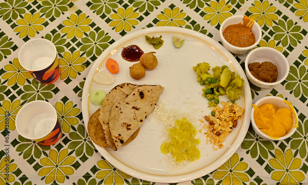 indian wedding food plate. vegetarian food. marathi traditional food ...