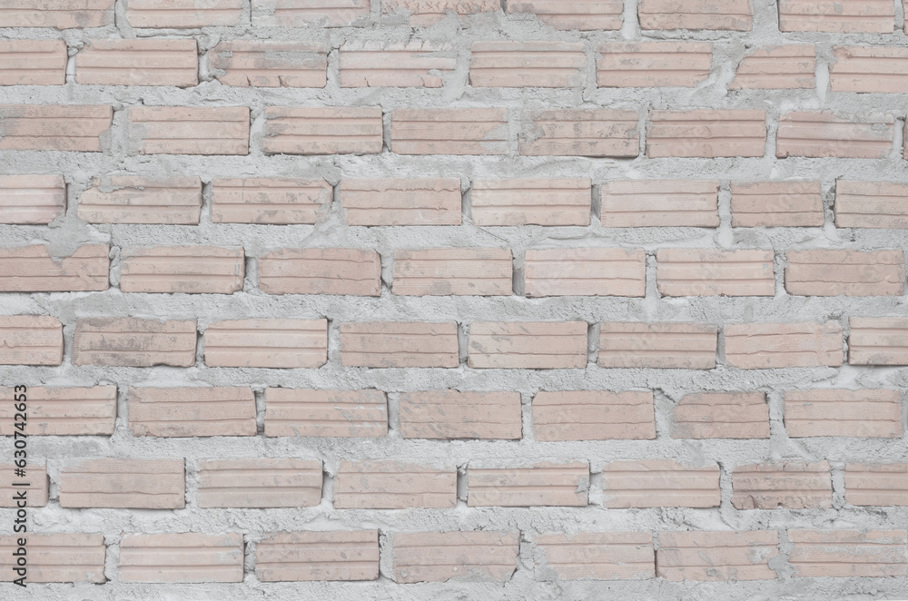 Cement beams form a wall with red bricks (Mon brick). brick wall ...