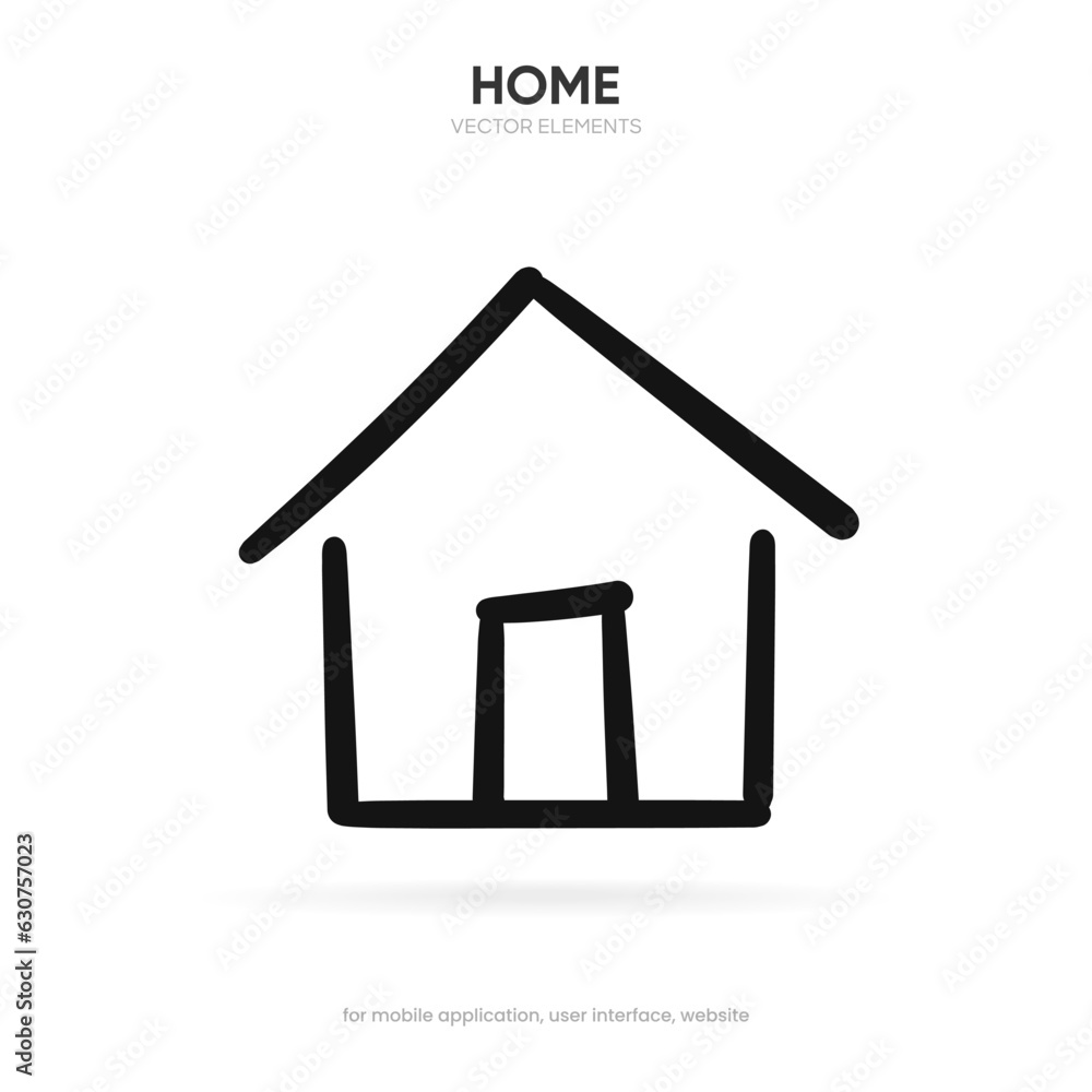 Hand draw minimal modern home, homepage, base, main page, house push ...