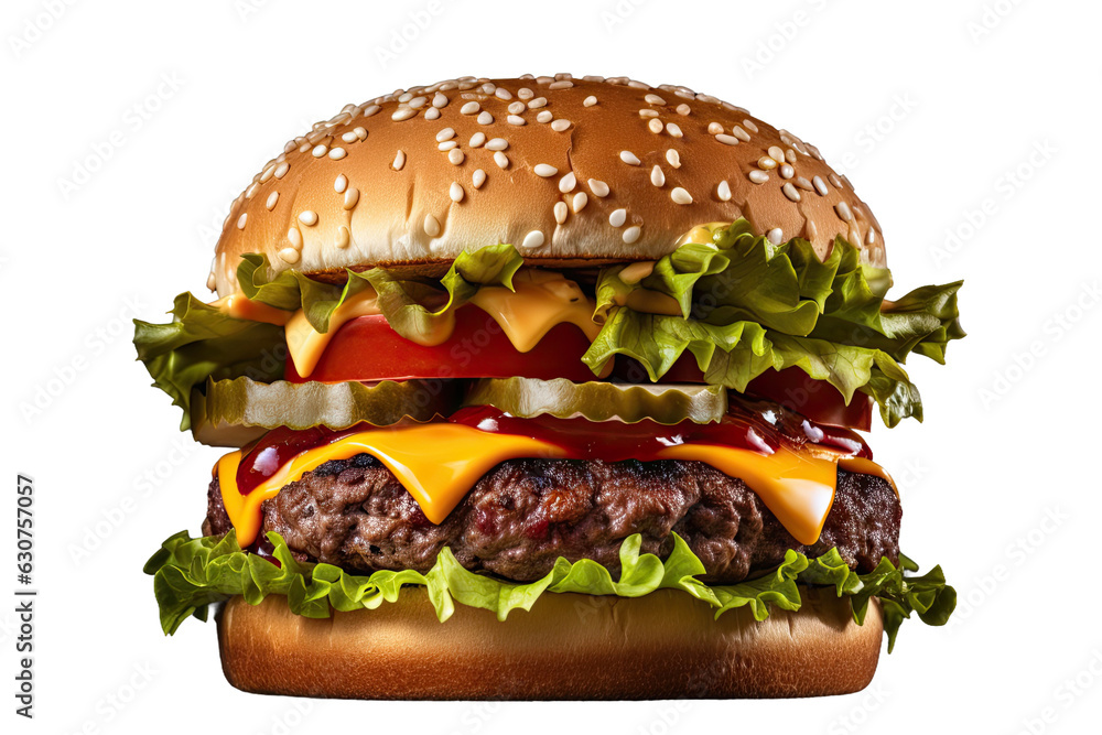 Beef patty, pickles, cheese, tomato, onion, lettuce, and ketchup ...