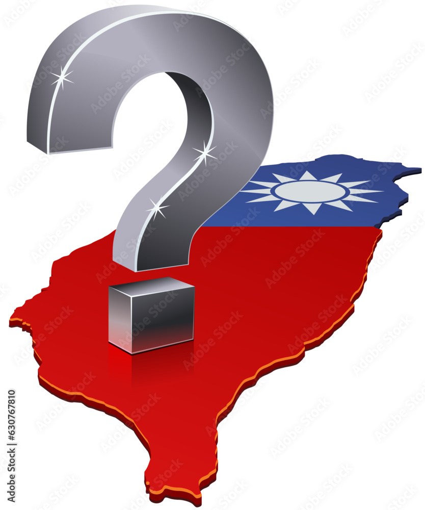 Vetor de 3D map of Taiwan in the colors of the Taiwanese flag on which ...