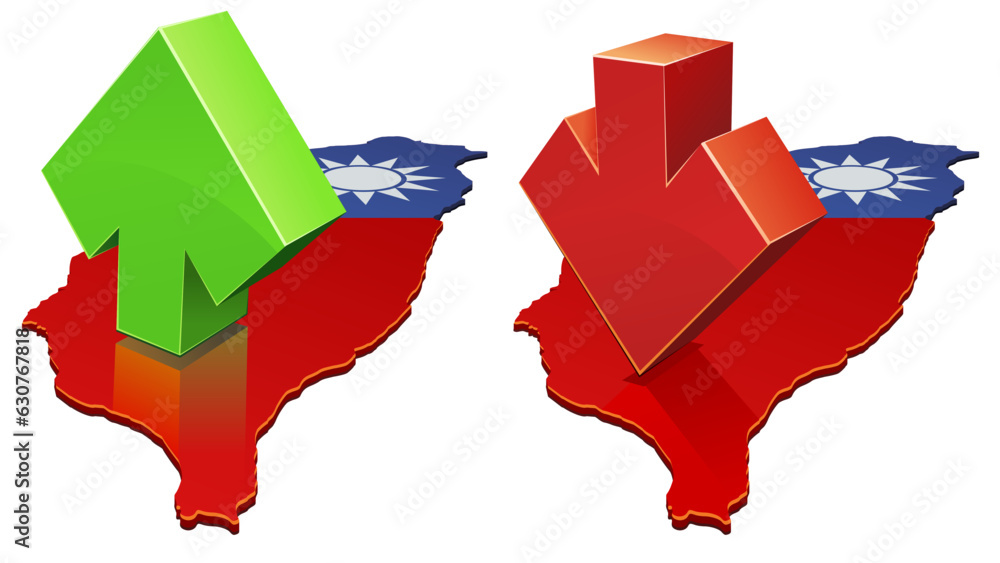 Collection of 3D Maps of Taiwan in the colors of the Taiwanese flag on ...