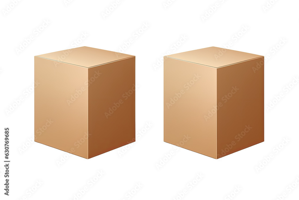 transparent of a mock-up template showcasing a cardboard box packaging ...