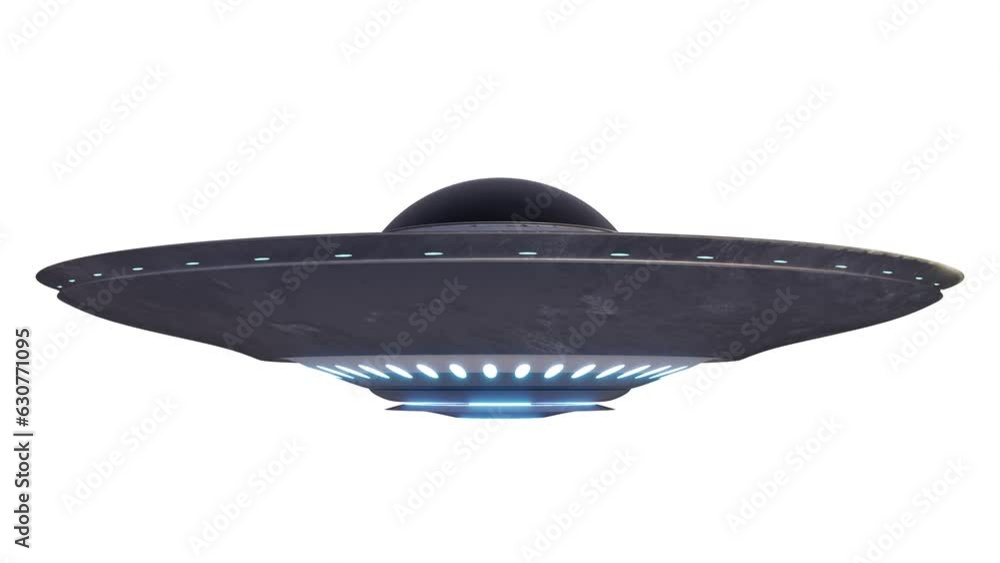 UFO flying saucer, Alien ship isolated on white and green screen alpha ...