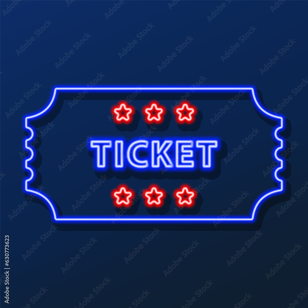 ticket neon sign, modern glowing banner design, colorful modern design ...
