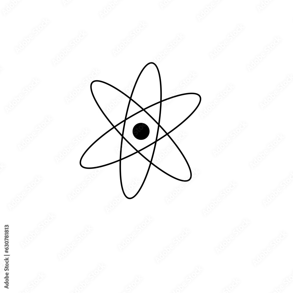atomic structure. Around atoms, gamma waves, protons, neutrons and ...