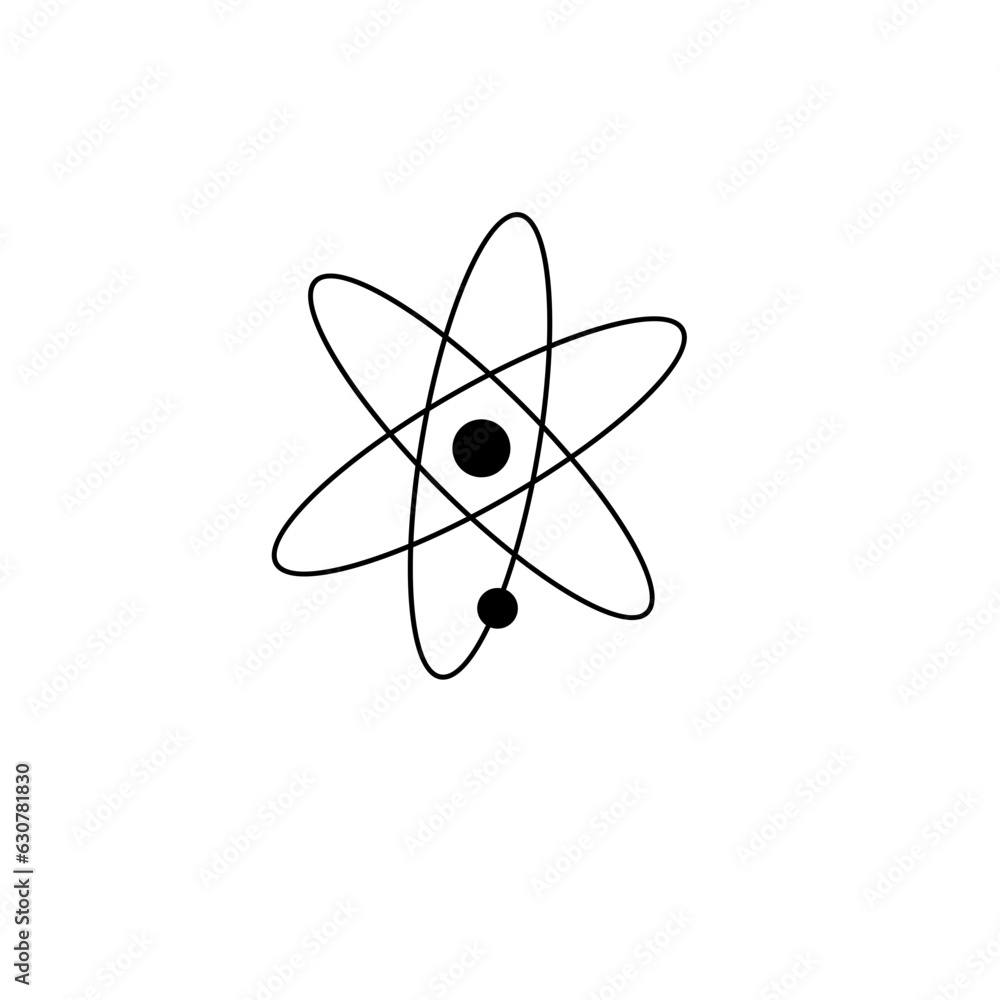 atomic structure. Around atoms, gamma waves, protons, neutrons and ...