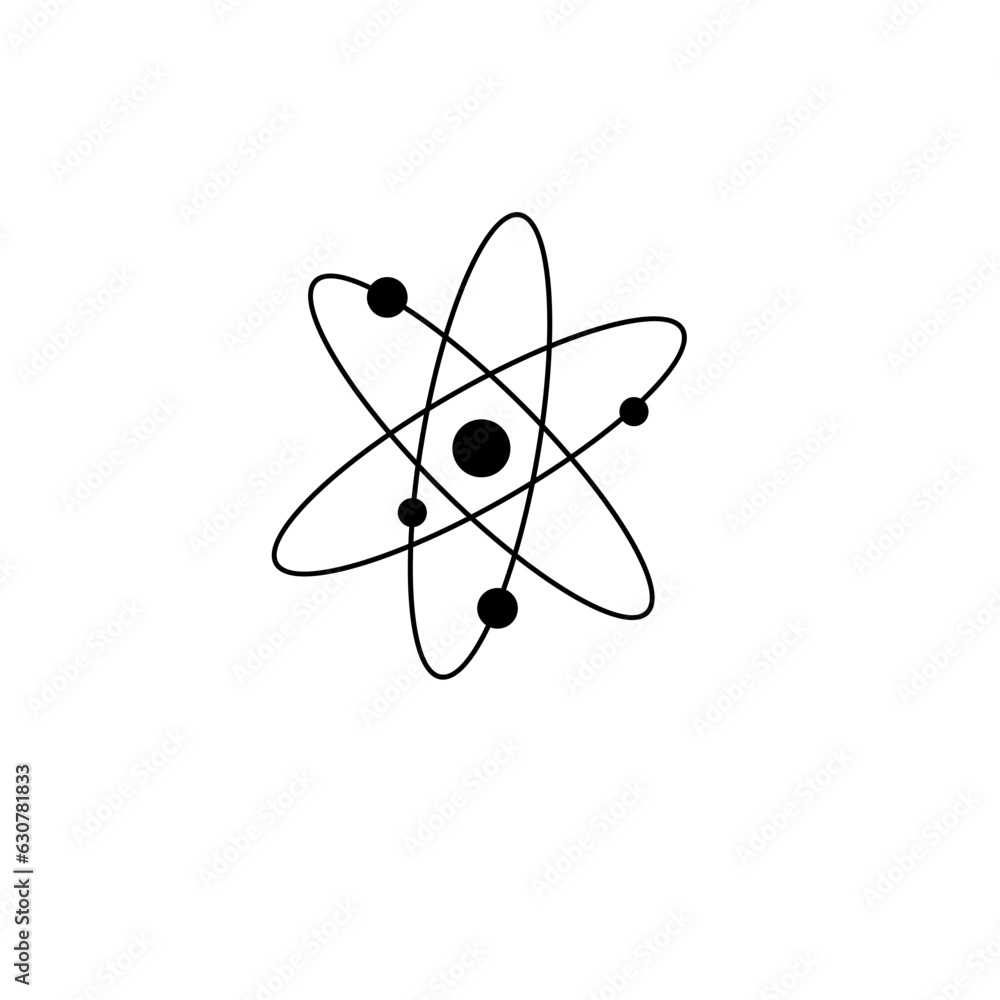 atomic structure. Around atoms, gamma waves, protons, neutrons and ...