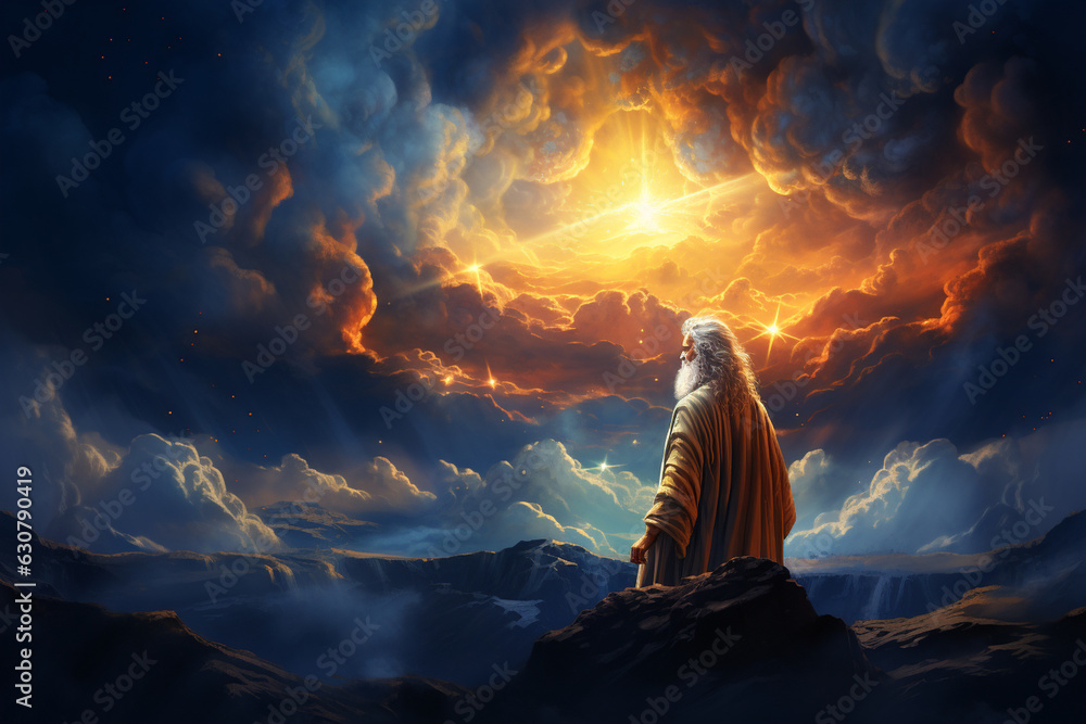 A timeless illustration of Abraham, the patriarch of Judaism, gazing ...