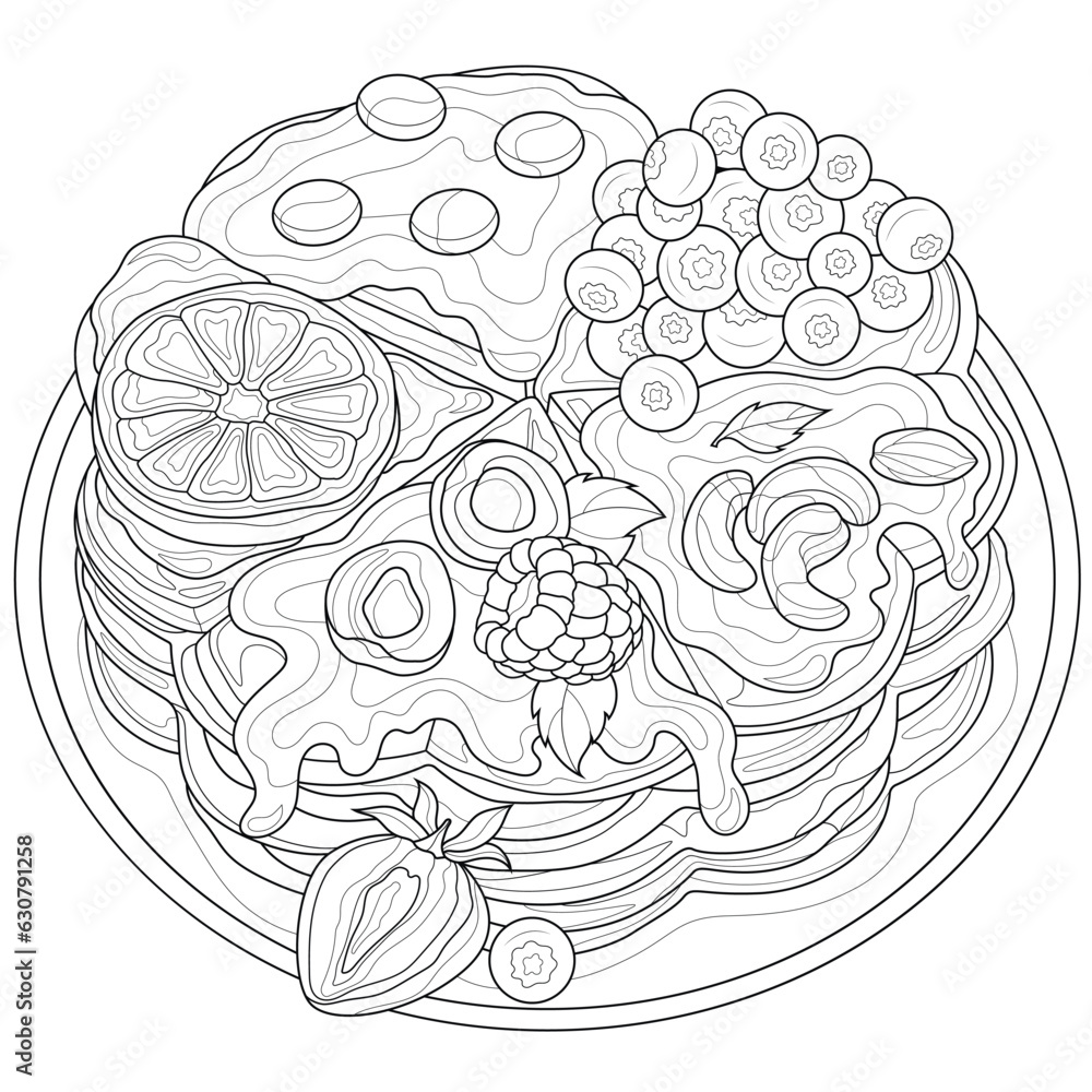 Wafers with fruits and berries.Coloring book antistress for children ...
