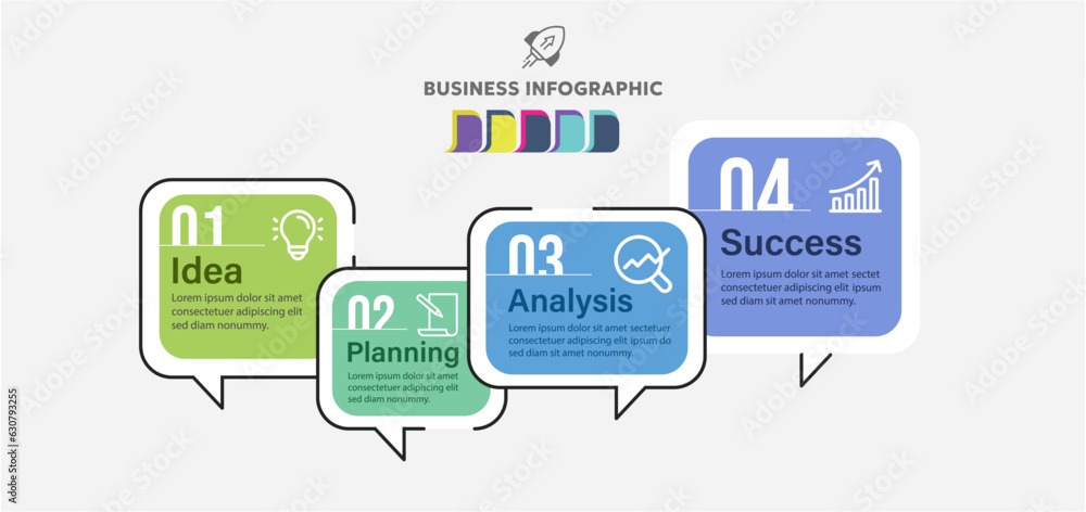 Business infographic process with rectangle template design with icons ...