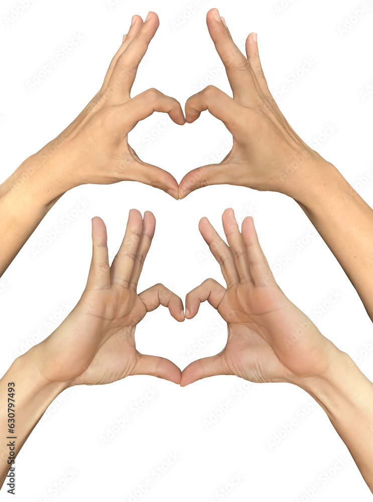 Hand making heart love shape on transparent background cutout, PNG file ...