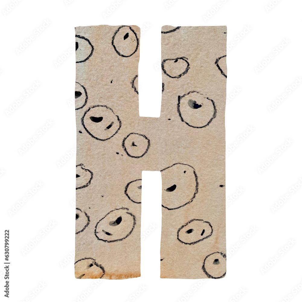 Capital letter H cut out paper alphabet Stock Illustration | Adobe Stock