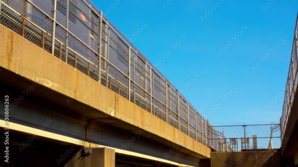 Metro Train on Elevated Concrete Track - Urban Surface Transit. urban ...